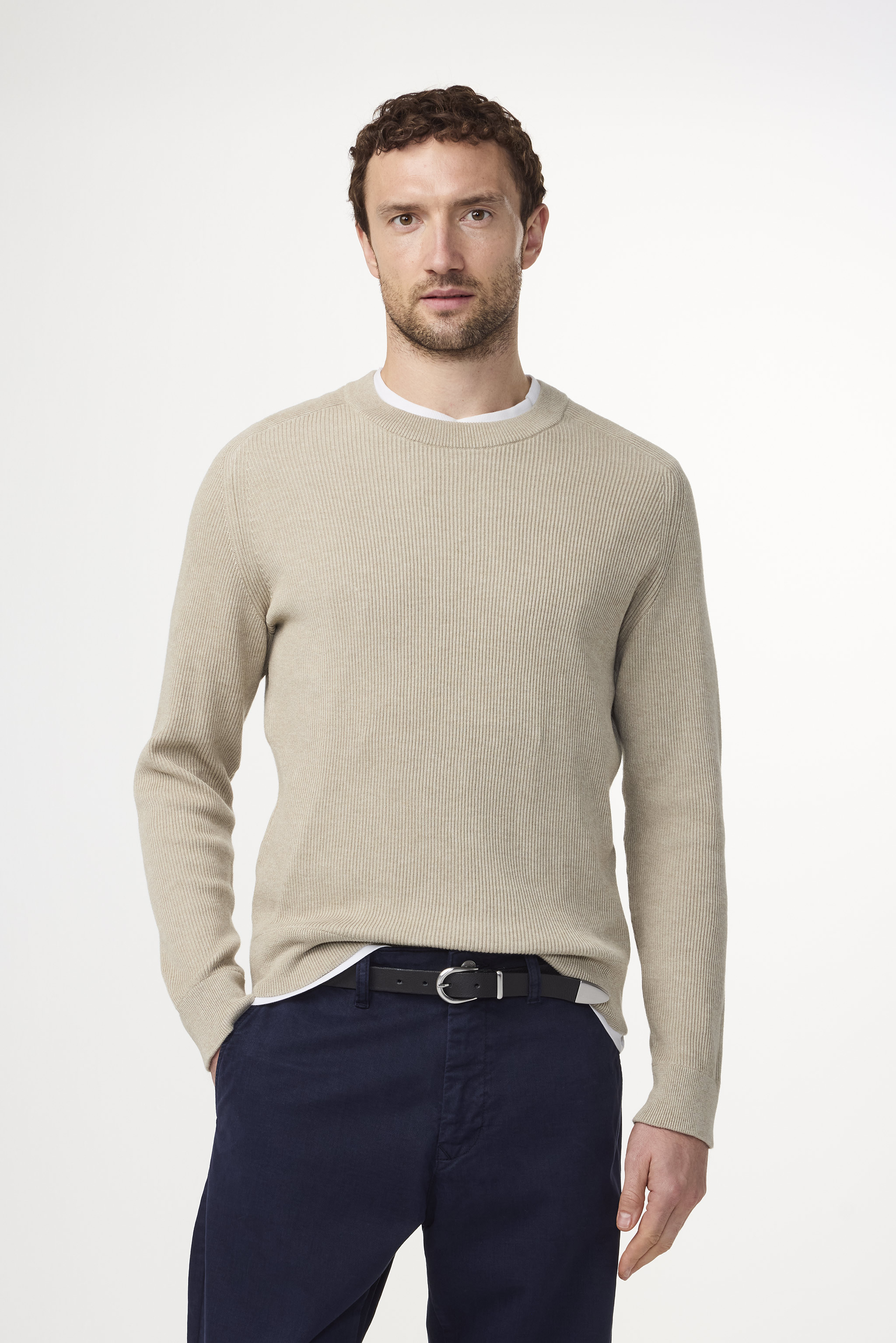 Kevin 6600 men's sweater - Khaki Beige - Buy online at NN.07®